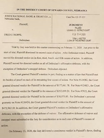 Hoppe back in court – judgement day in bank case | Fred Hoppe Citizen ...